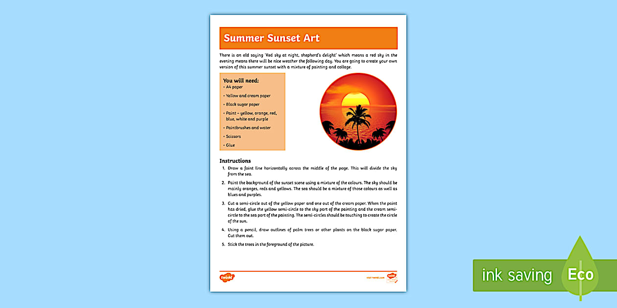 KS2 Summer Sunset Art Activity (teacher made) - Twinkl