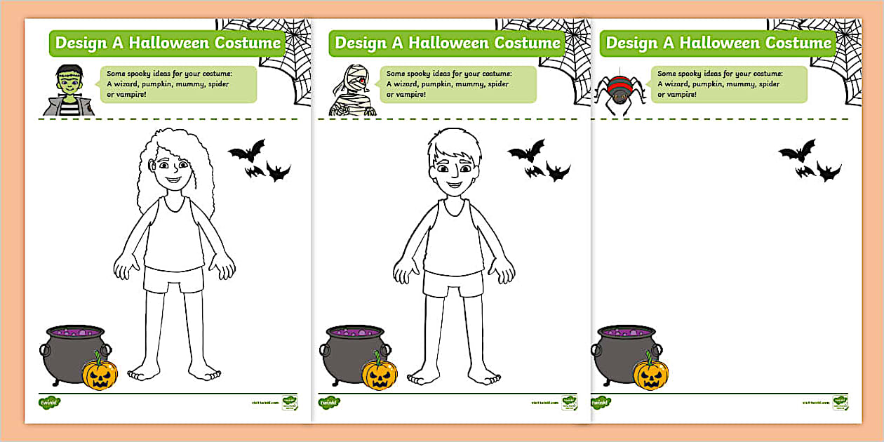 Design A Halloween Costume Worksheets Printable - Twinkl