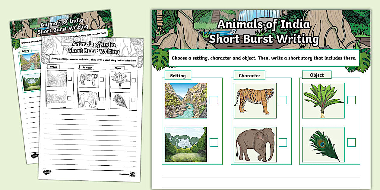 Animals of India Short Burst Writing Template