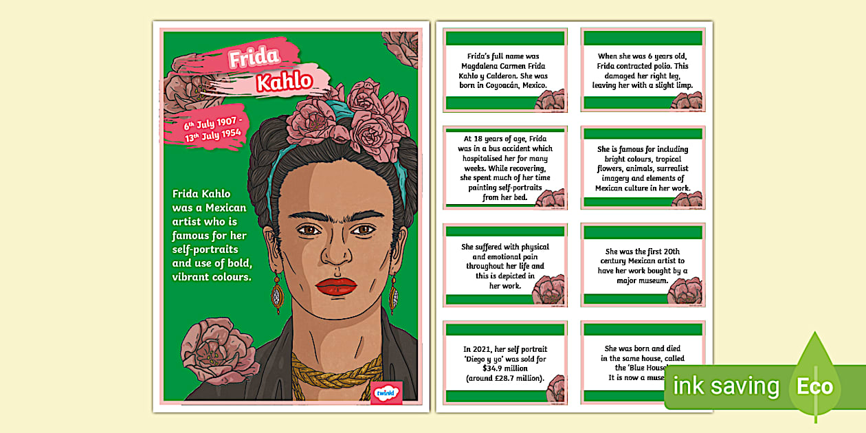 Frida Kahlo Display Poster and Fact Cards - Twinkl