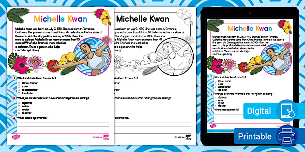 First Grade Michelle Kwan Reading Passage Comprehension