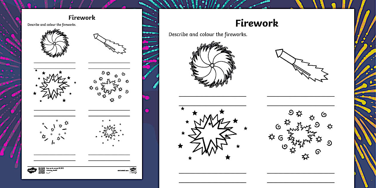 Firework Colour and Describe Activity (teacher made)