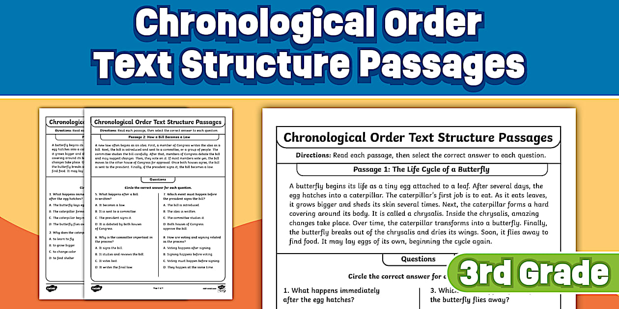 Third Grade Chronological Order Text Structure Passages