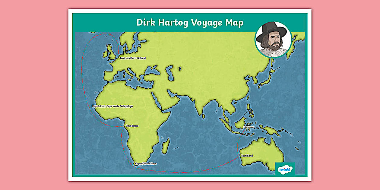 Dirk Hartog Voyage Map (teacher made) - Twinkl