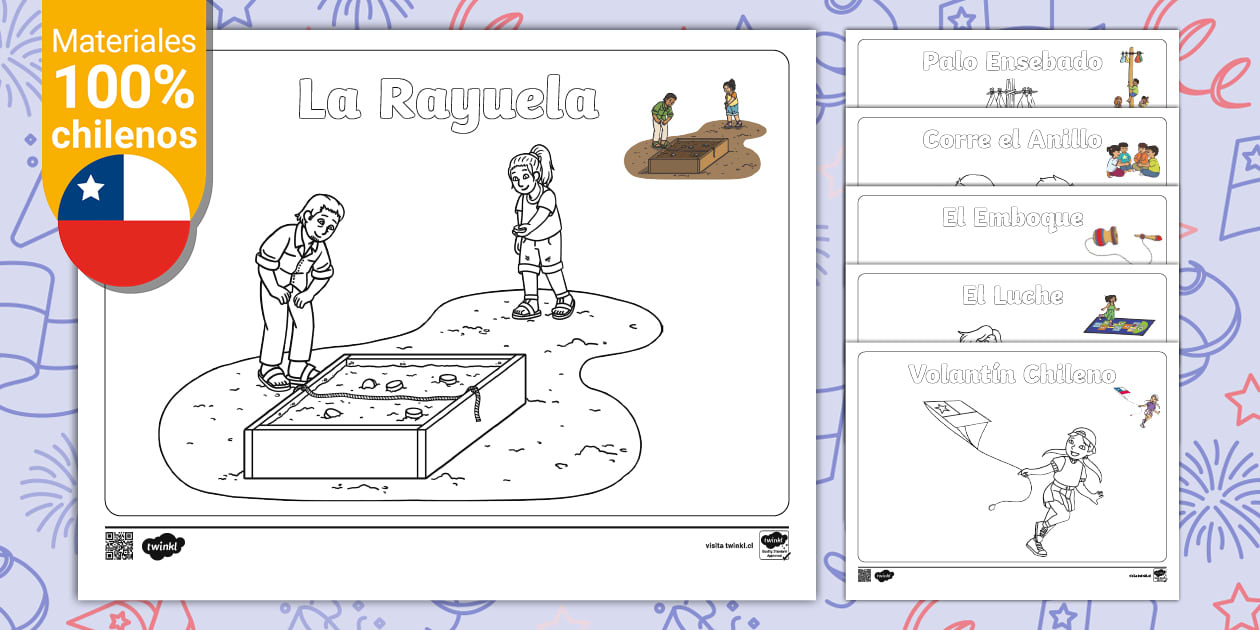 Actividad: juegos típicos chilenos para colorear - Twinkl