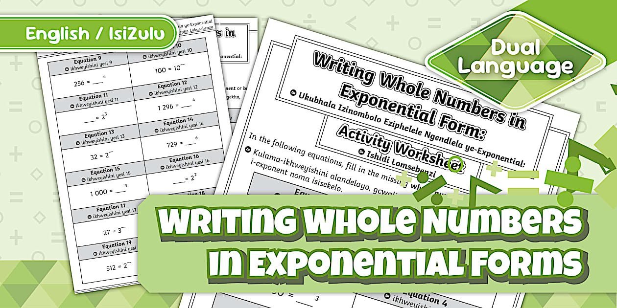 Writing Whole Numbers in Exponential Form: Activity Sheet
