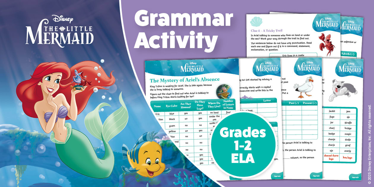 The Little Mermaid: Grammar Mystery for 1st-2nd Grade
