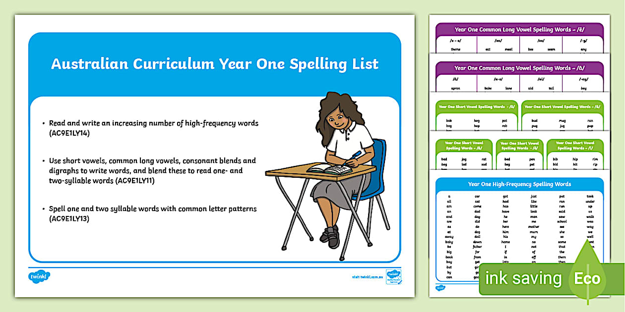 Australian Curriculum Year One Spelling List (teacher made)