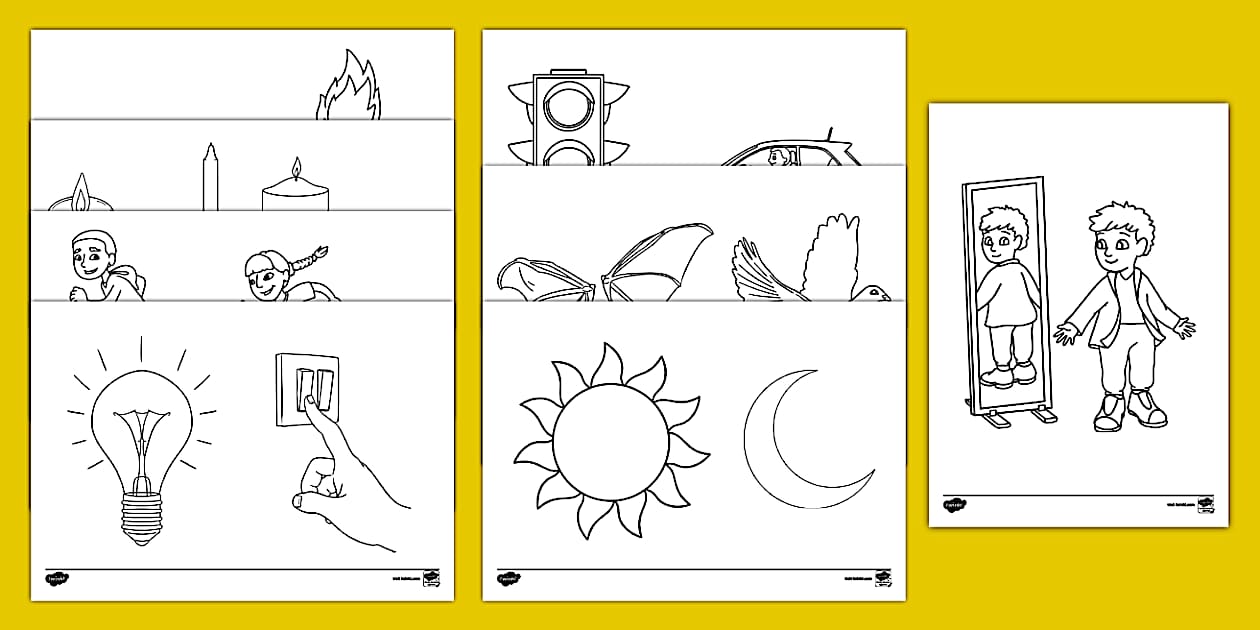 Light and Dark Colouring Sheets | Twinkl | EYFS | Colouring