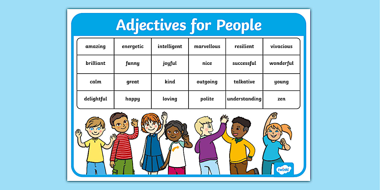 Adjectives, a Word for Describing Someone Display Poster