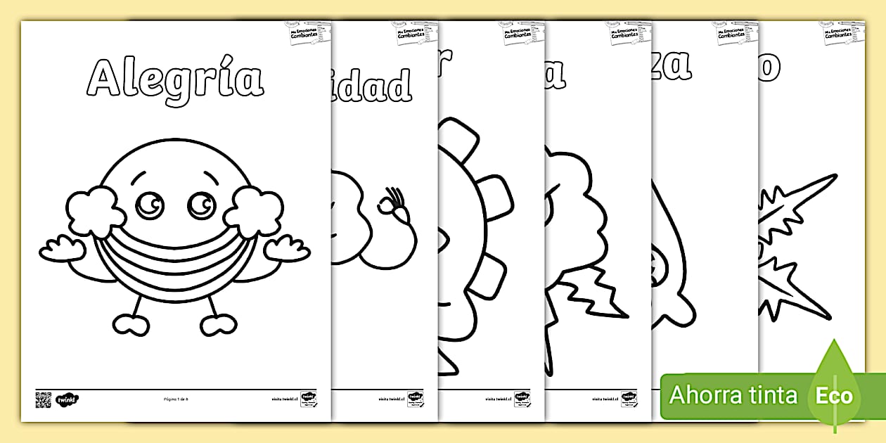 Caritas de emociones para colorear (teacher made) - Twinkl