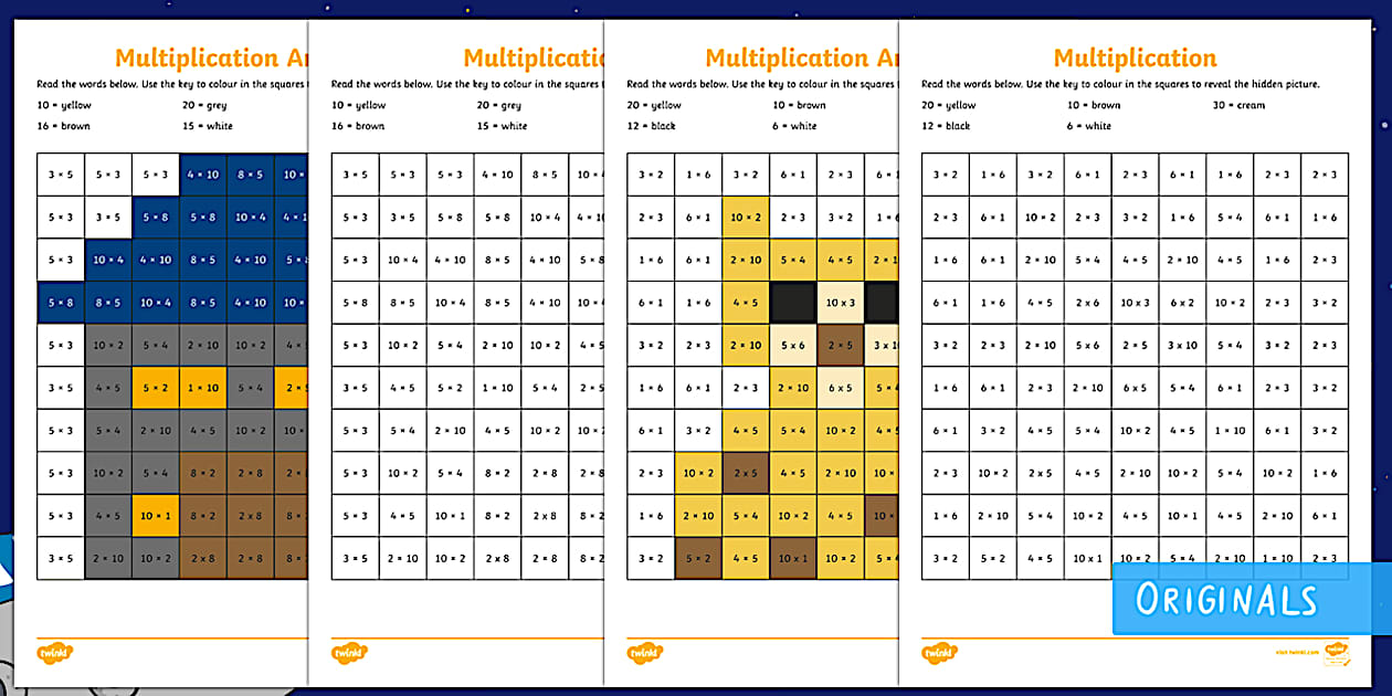Back to Earth with a Bump Maths Multiplication Mosaic Worksheet / Worksheet
