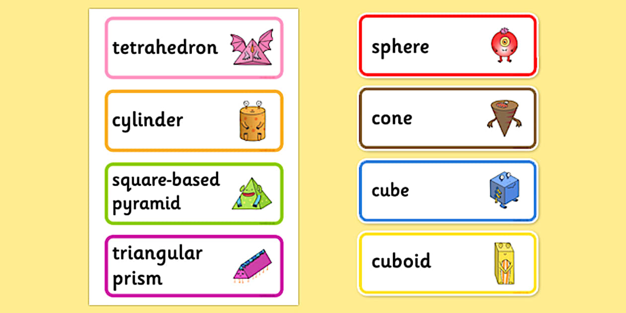 Editable 3D Shape Aliens Word Cards (teacher made) - Twinkl