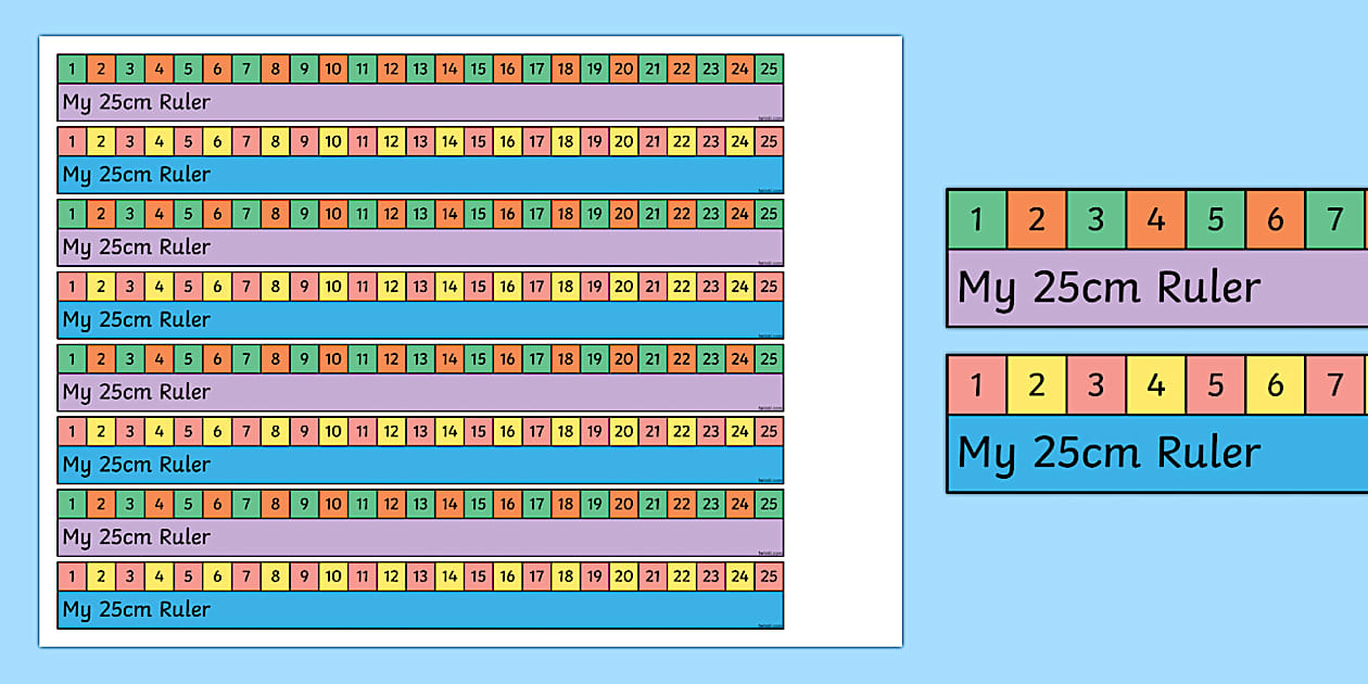 Editable KS1 25cm Ruler Cut Outs (teacher made) - Twinkl