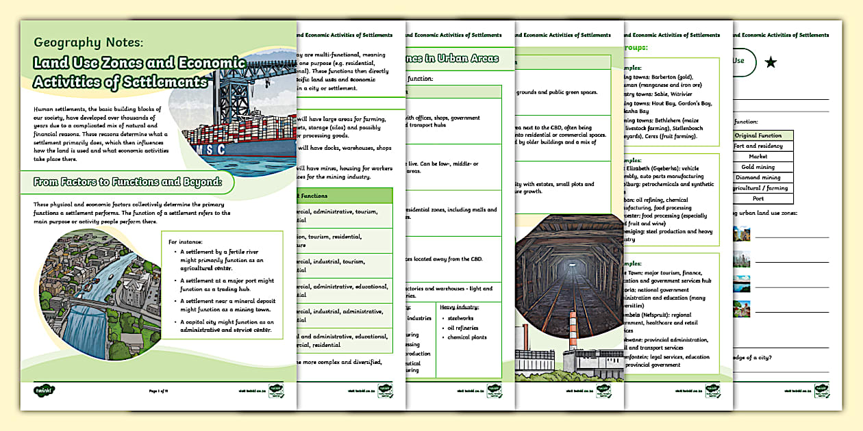 Land Use Zones and Economic Activities of Settlements