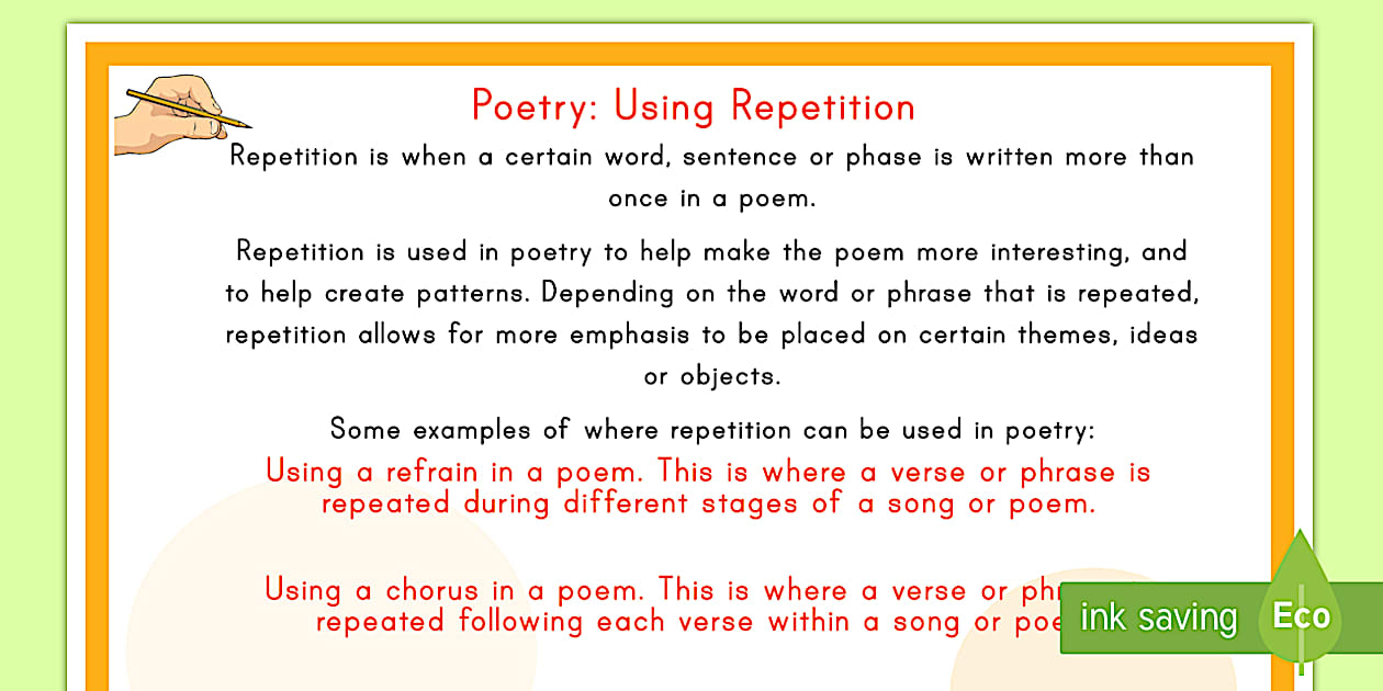 Poem Using Repetition Poster l Twinkl Literacy - Twinkl