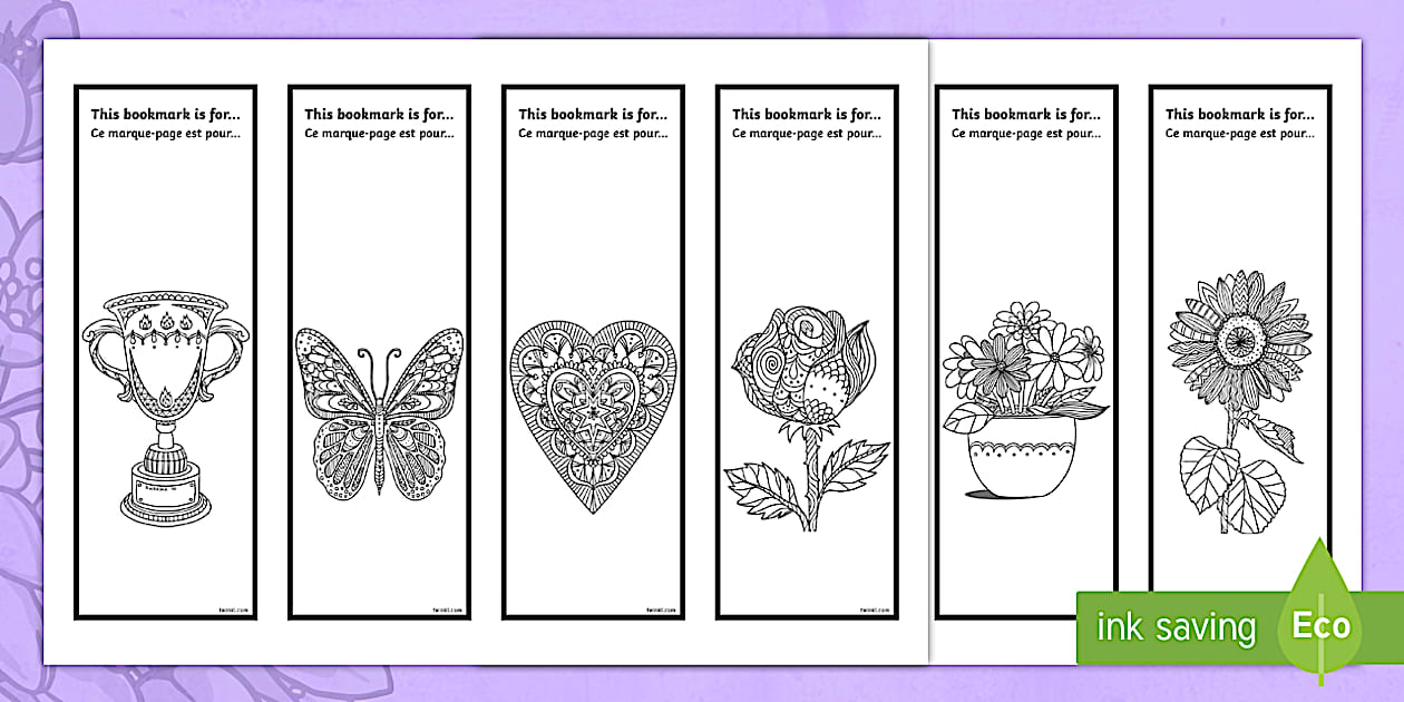 Happy Mother's Day Mindfulness Colouring Editable Bookmarks English/French
