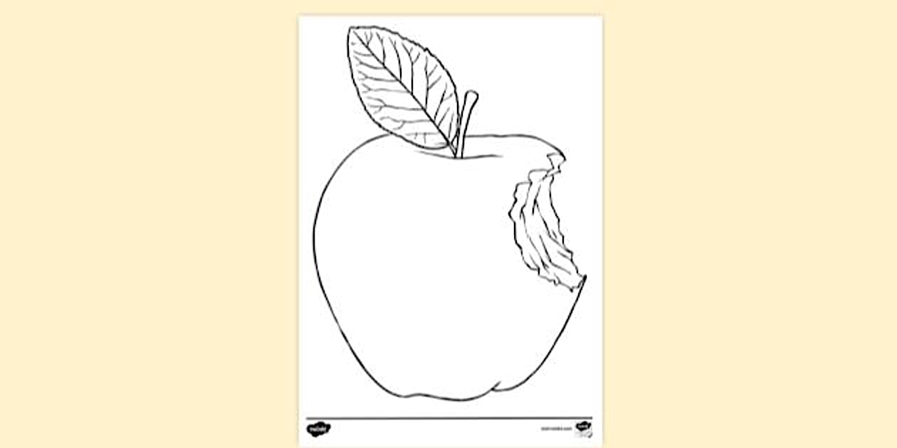 Apple with Bite Mark Colouring Sheet (teacher made) - Twinkl