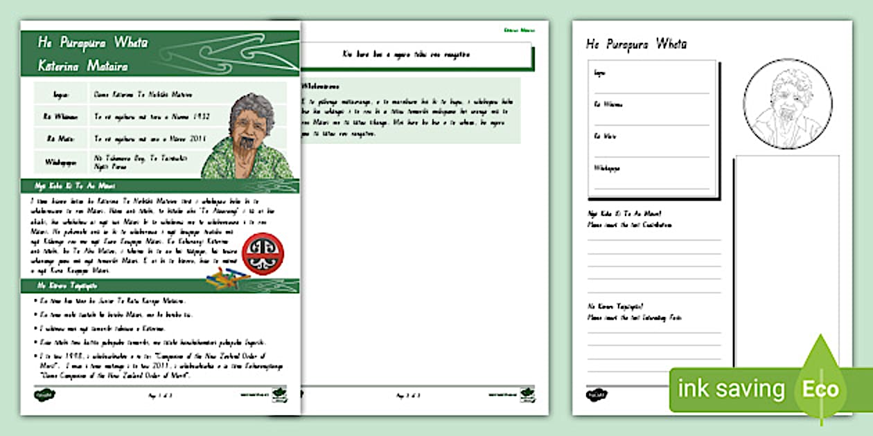 Fact File - Dame Kāterina Mataira - Te Reo Māori - Twinkl