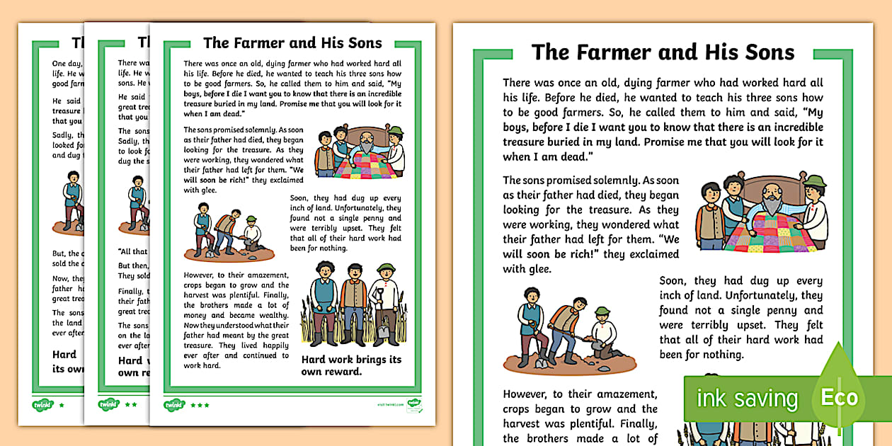Middle Ability The Farmer and His Sons Story - Twinkl