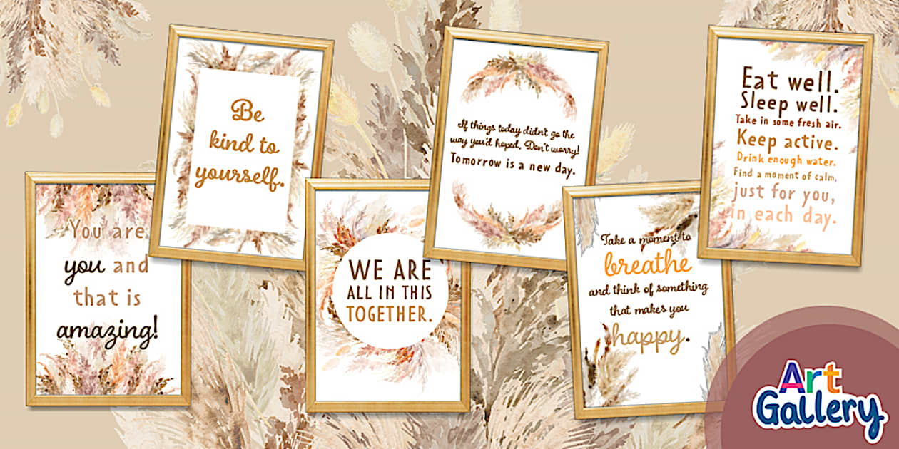 Positive Mental Health Statements Boho Neutral Posters Pack