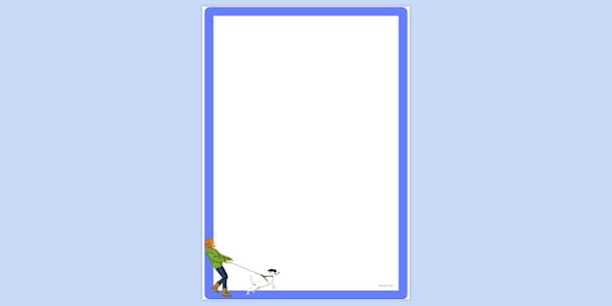 Simple Blank Dog Pulling on Lead Page Border | Twinkl