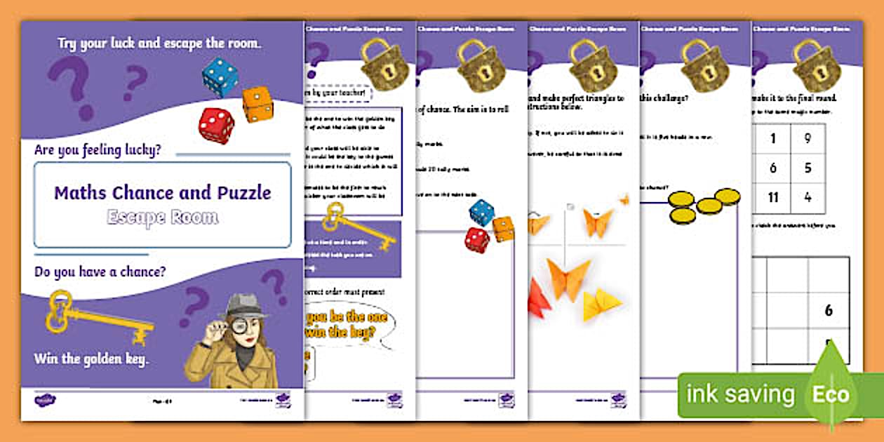 Maths Chance and Puzzle Escape Room (teacher made) - Twinkl