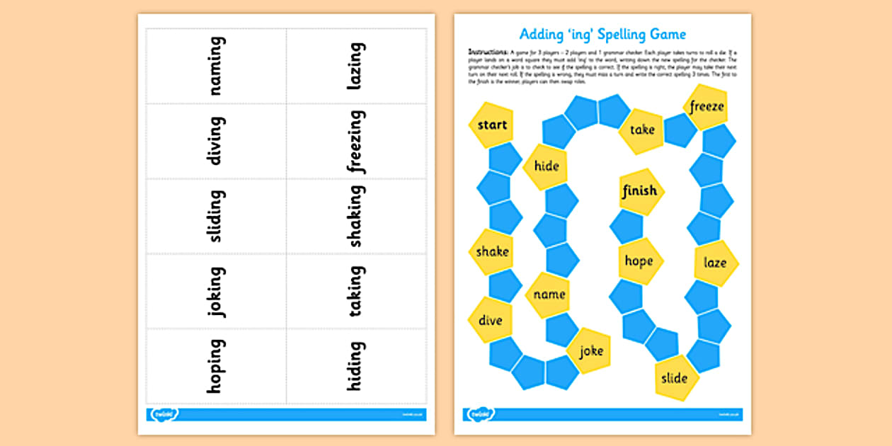 Editable Adding -ing Continuous Actions Board Game - Twinkl