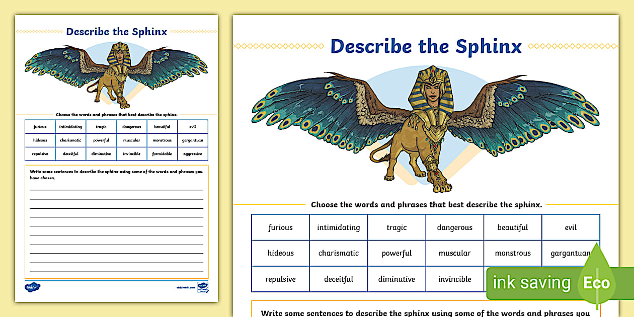 Describe the Sphinx Worksheet (Teacher-Made) - Twinkl