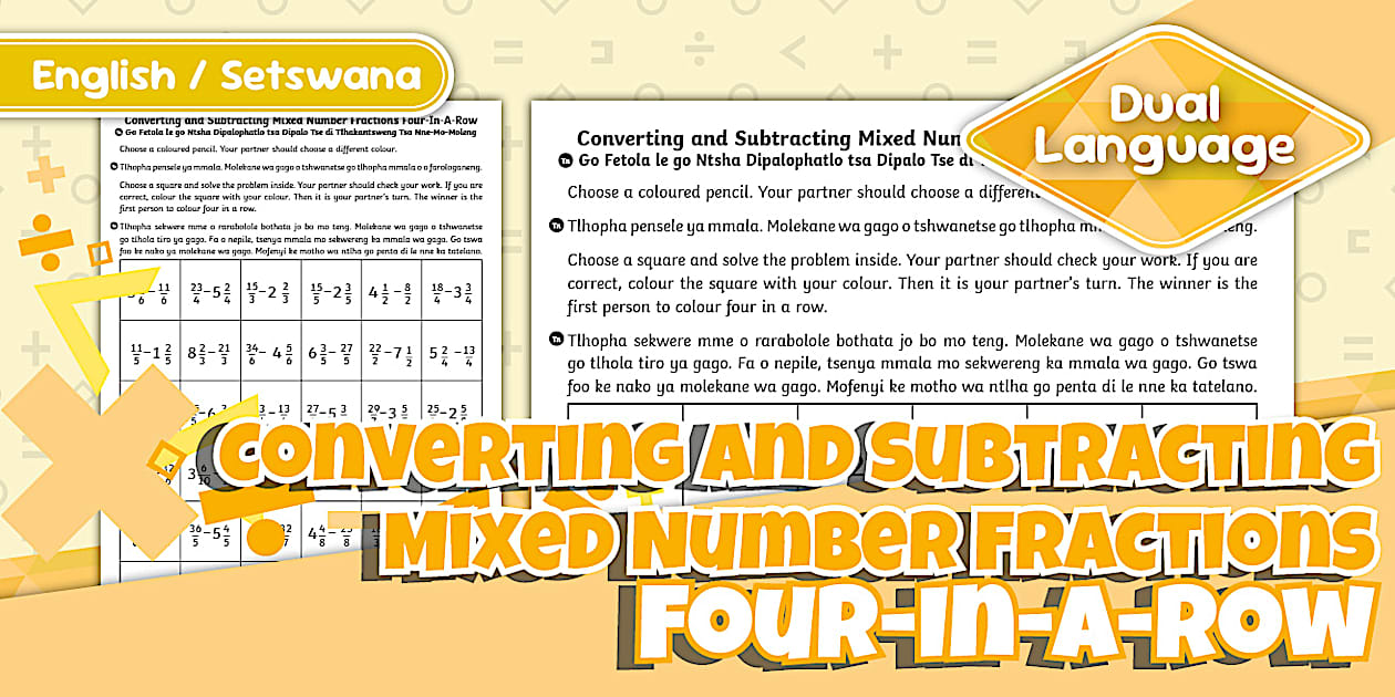 Grade 4 Maths - Term 3 - Converting and Subtracting Mixed Numbers Four in a