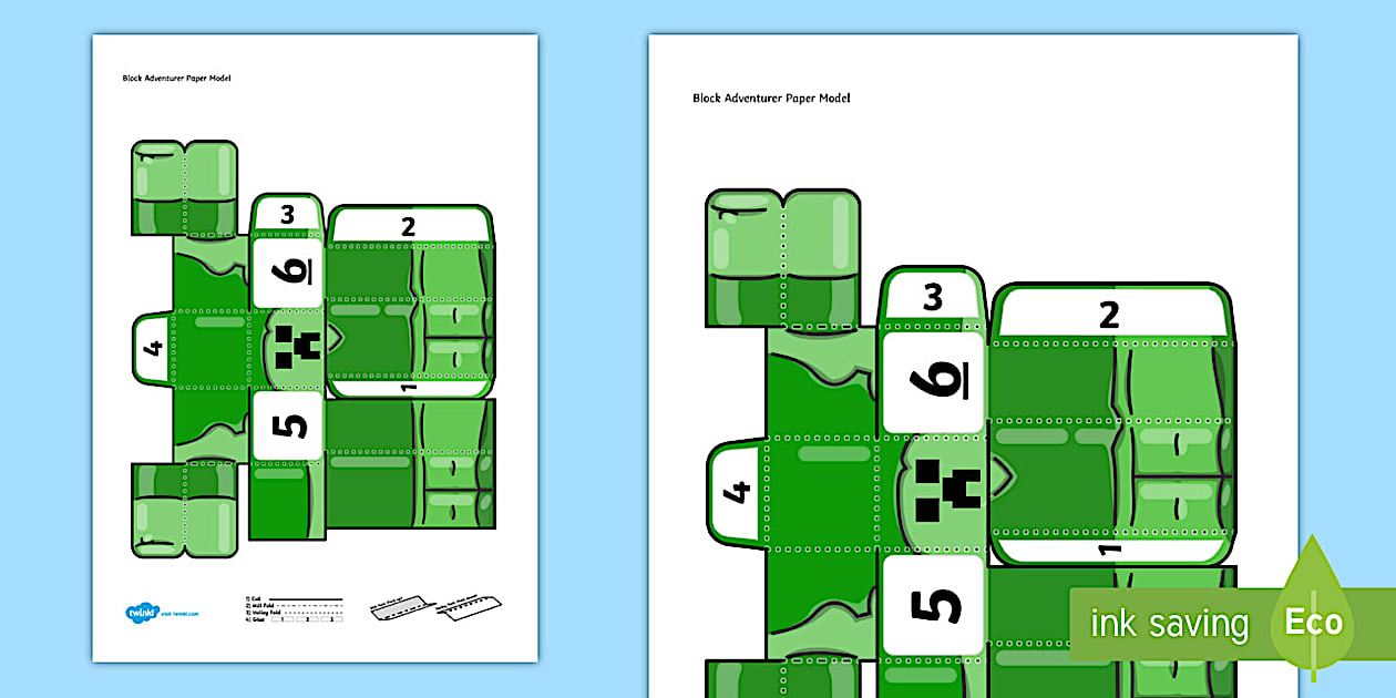 Block Monster Paper Craft - minecraft colouring - Twinkl