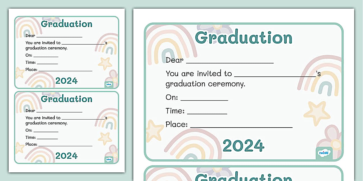 Editable Muted Rainbow Graduation Invitation | Twinkl