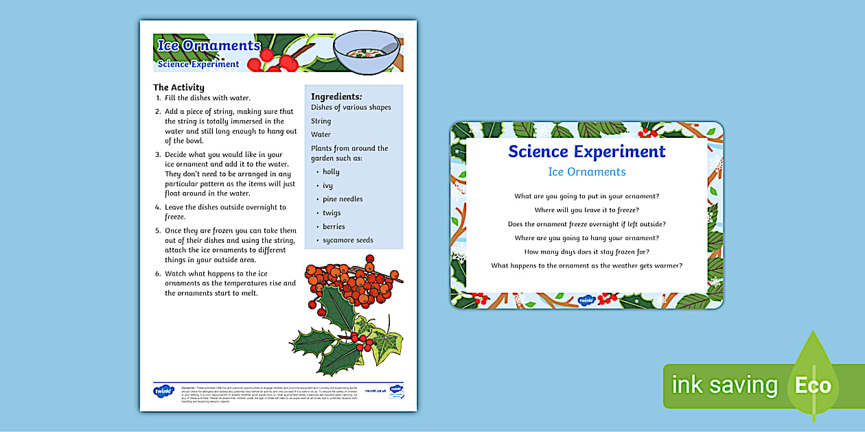 Ice Ornaments | Christmas Science Experiment for Kids