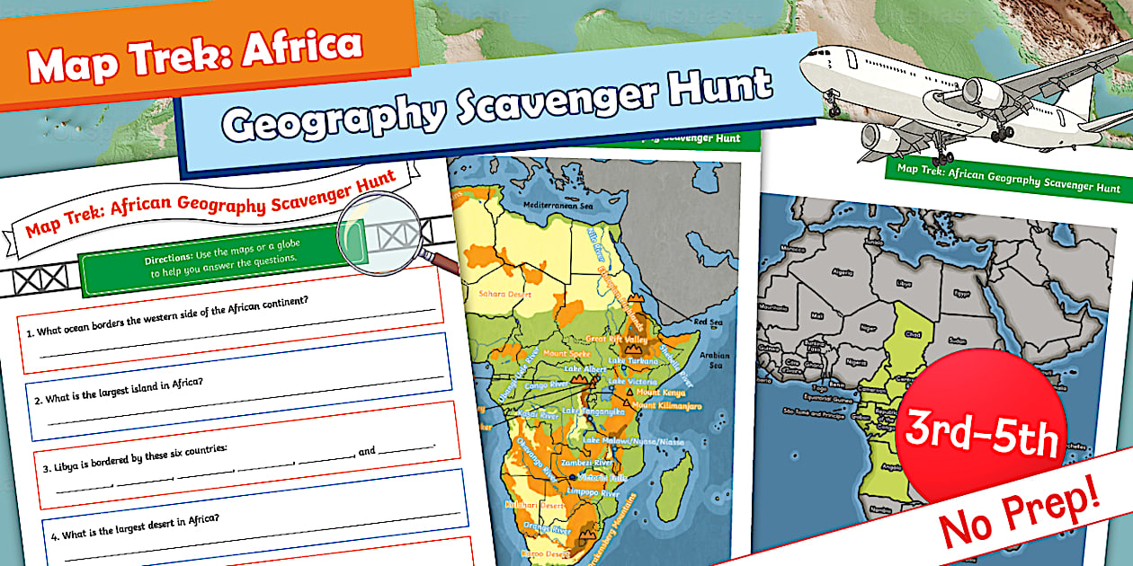 Map Trek: African Geography Scavenger Hunt for 3rd-5th Grade