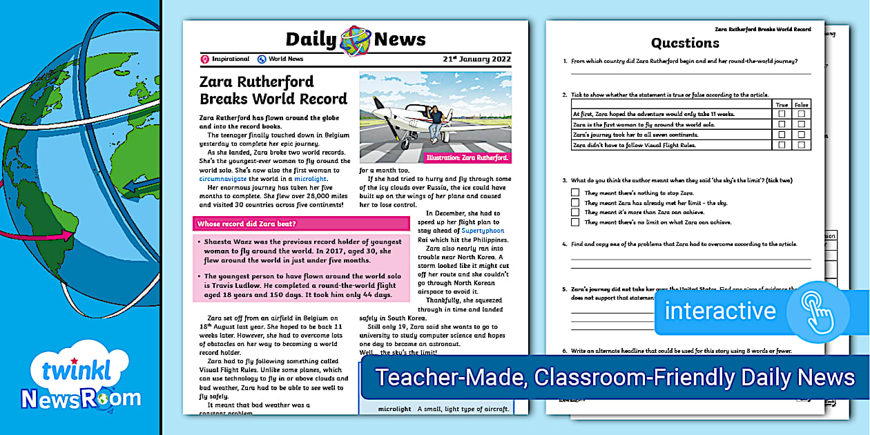 Interactive PDF: Daily NewsRoom Article - Zara Rutherford Breaks World