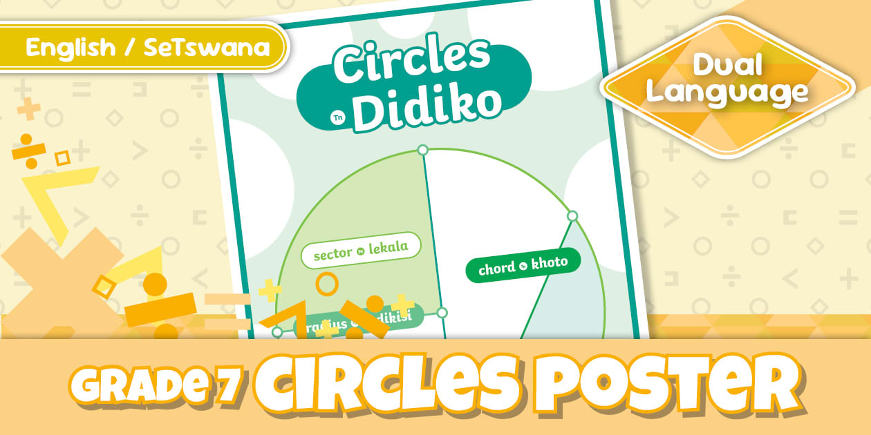 Grade 7 Maths - Term 2 - Circles Poster- Poster - Setswana/English (CAPS