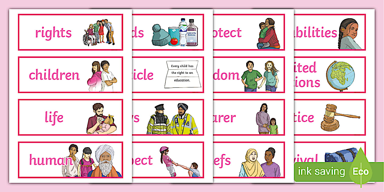 UNCRC Word Cards (teacher made) - Twinkl