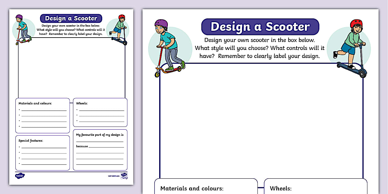 Design a Scooter Worksheet (teacher made) - Twinkl