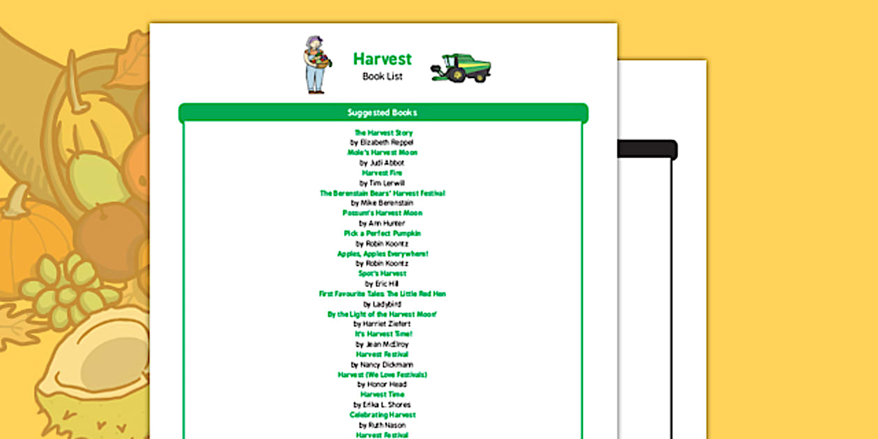 Harvest Book List (teacher made) - Twinkl