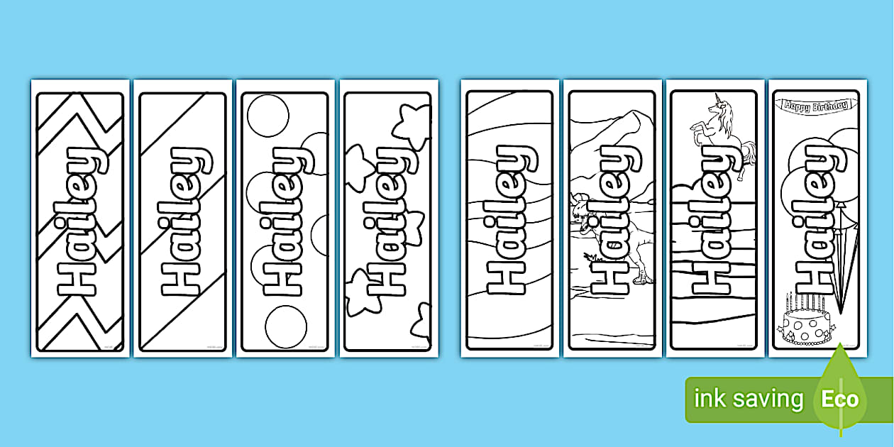 Hailey Name Simple Colouring Bookmarks (teacher made)