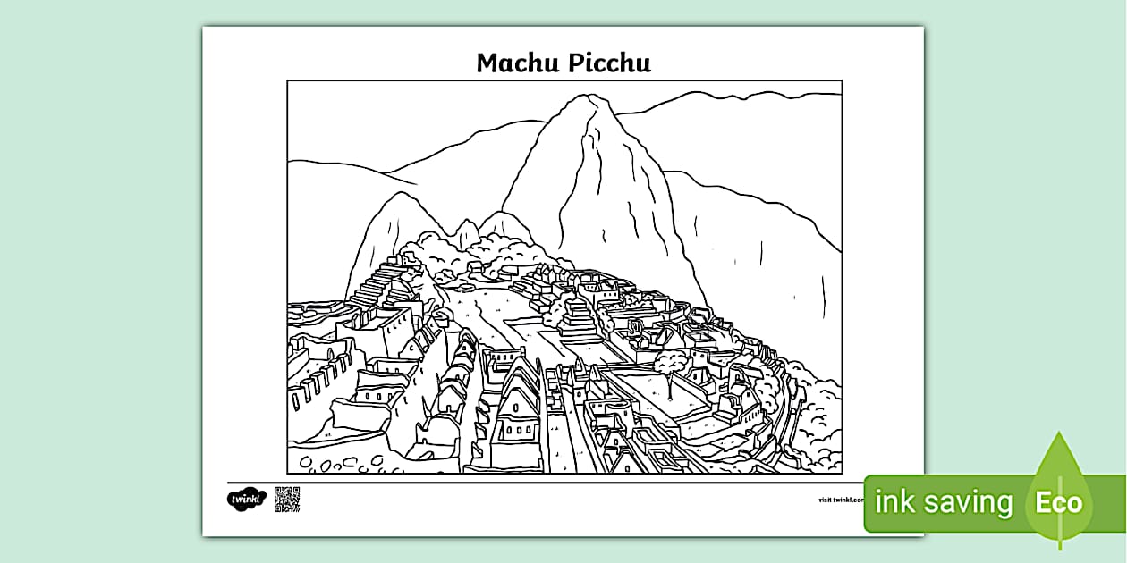 Dibujo de Machu Picchu para colorear | Twinkl Perú - Twinkl