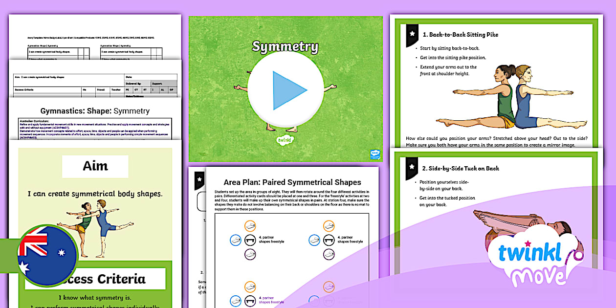 Move PE Year 3 Gymnastics: Shape Lesson 5: Symmetry - Twinkl
