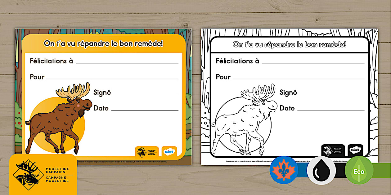 FREE! - Moose Hide Campaign Good Medicine Certificate French