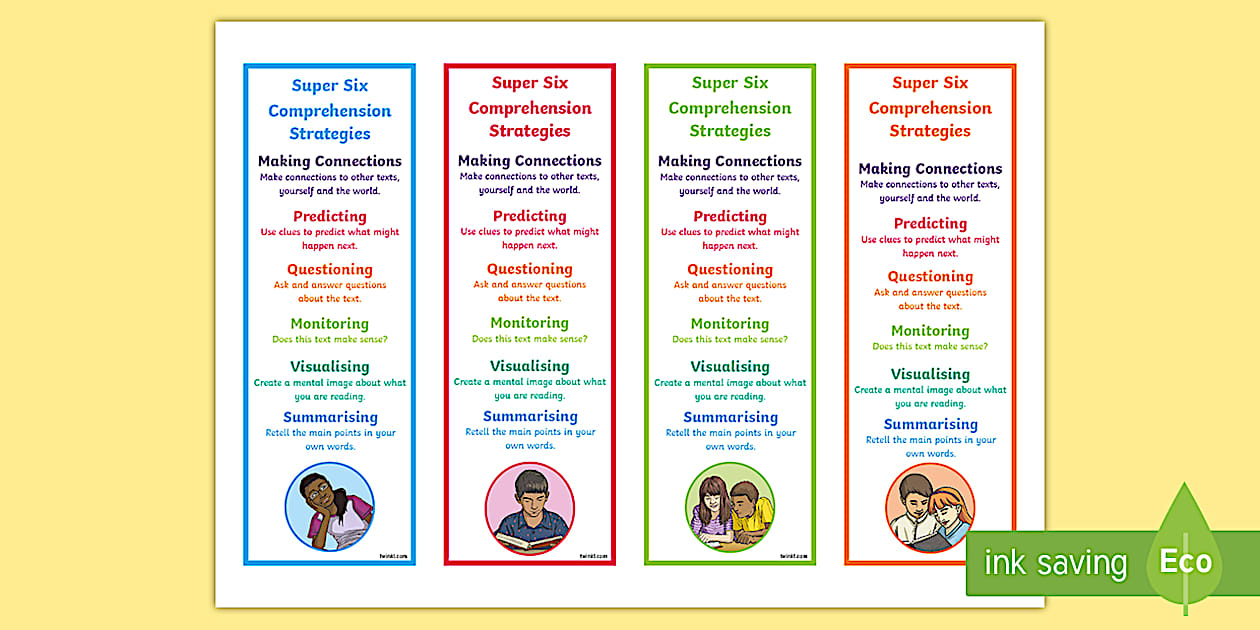 3-6 Super Six Comprehension Strategies Editable Bookmarks