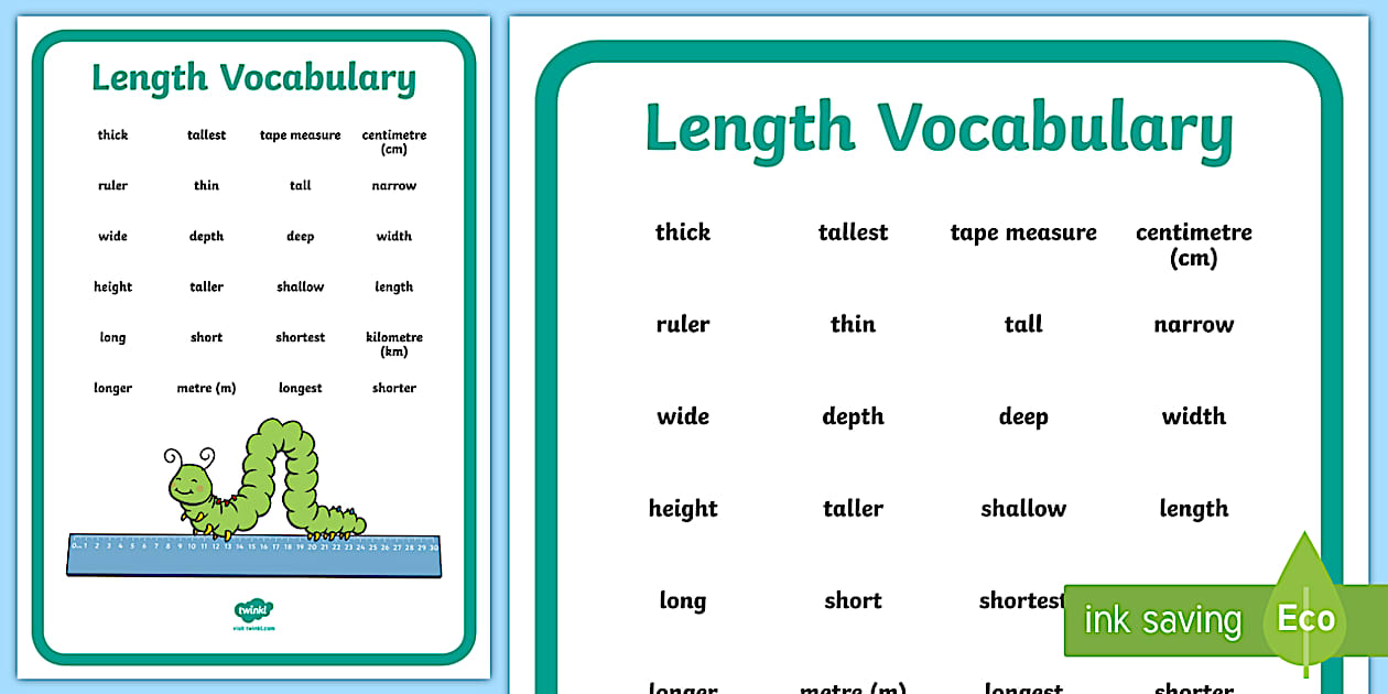 Length Vocabulary Poster Display Poster (teacher made)