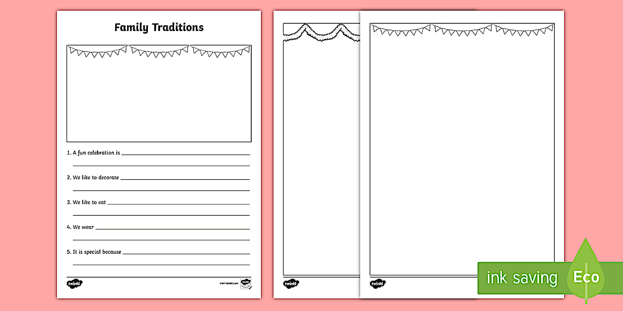 TAS My Family Traditions Worksheet (teacher made) - Twinkl
