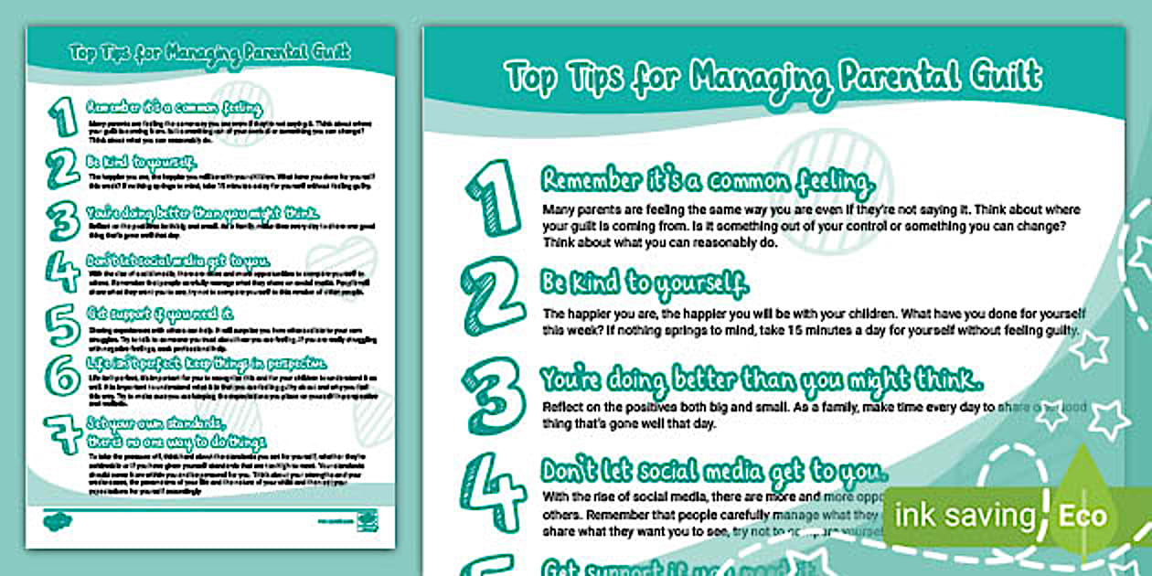 Top Tips for Managing Parental Guilt (teacher made) - Twinkl