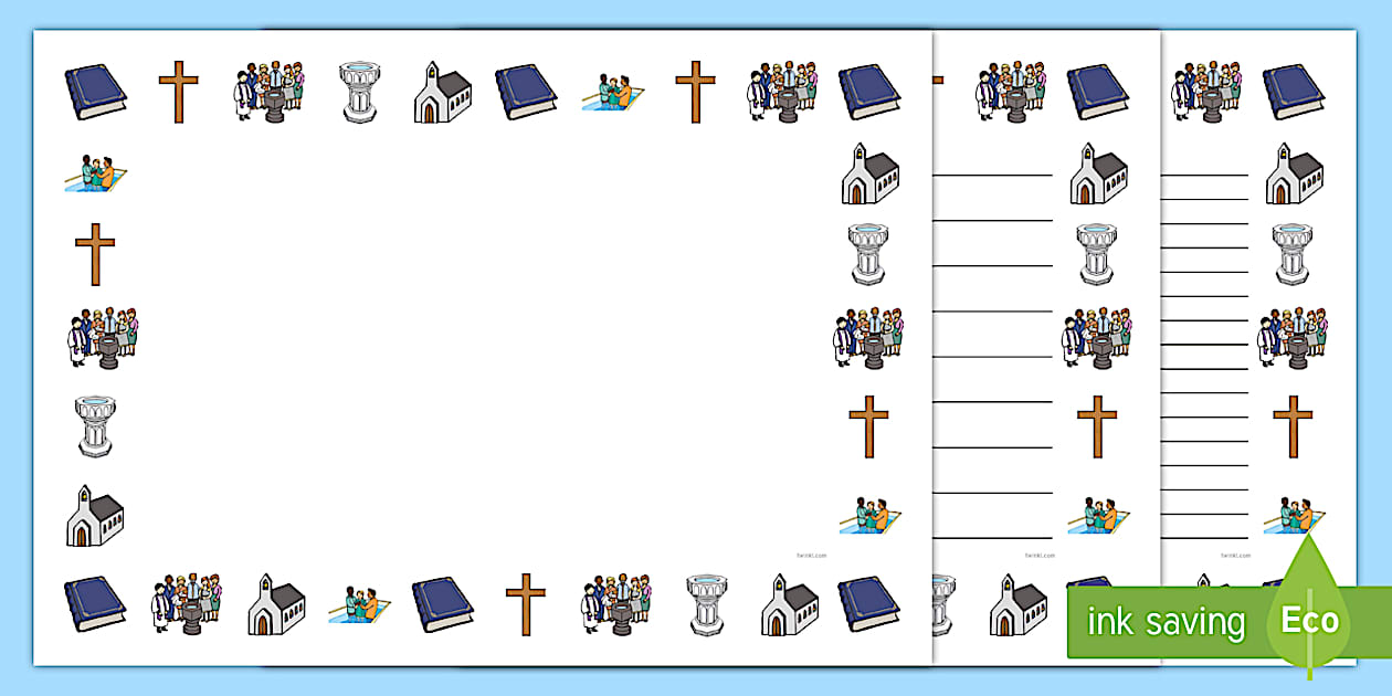 Editable Baptism Landscape Page Borders (teacher made)