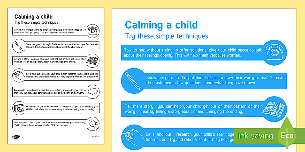Calming a Child Leaflet (teacher made) - Twinkl