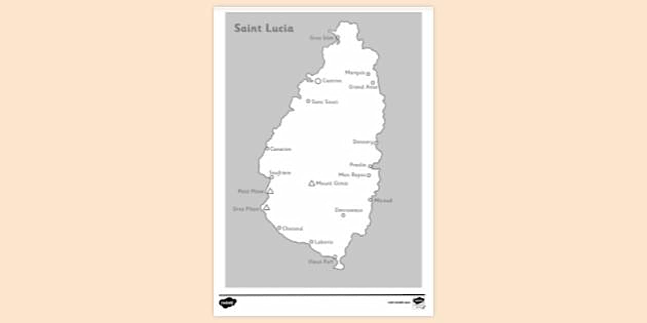 St Lucia Map Colouring Sheet (Teacher-Made) - Twinkl